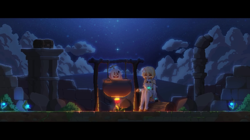 Lumine Cooking Paimon Genshin Impact Pixel Live Wallpaper | 1920x1080