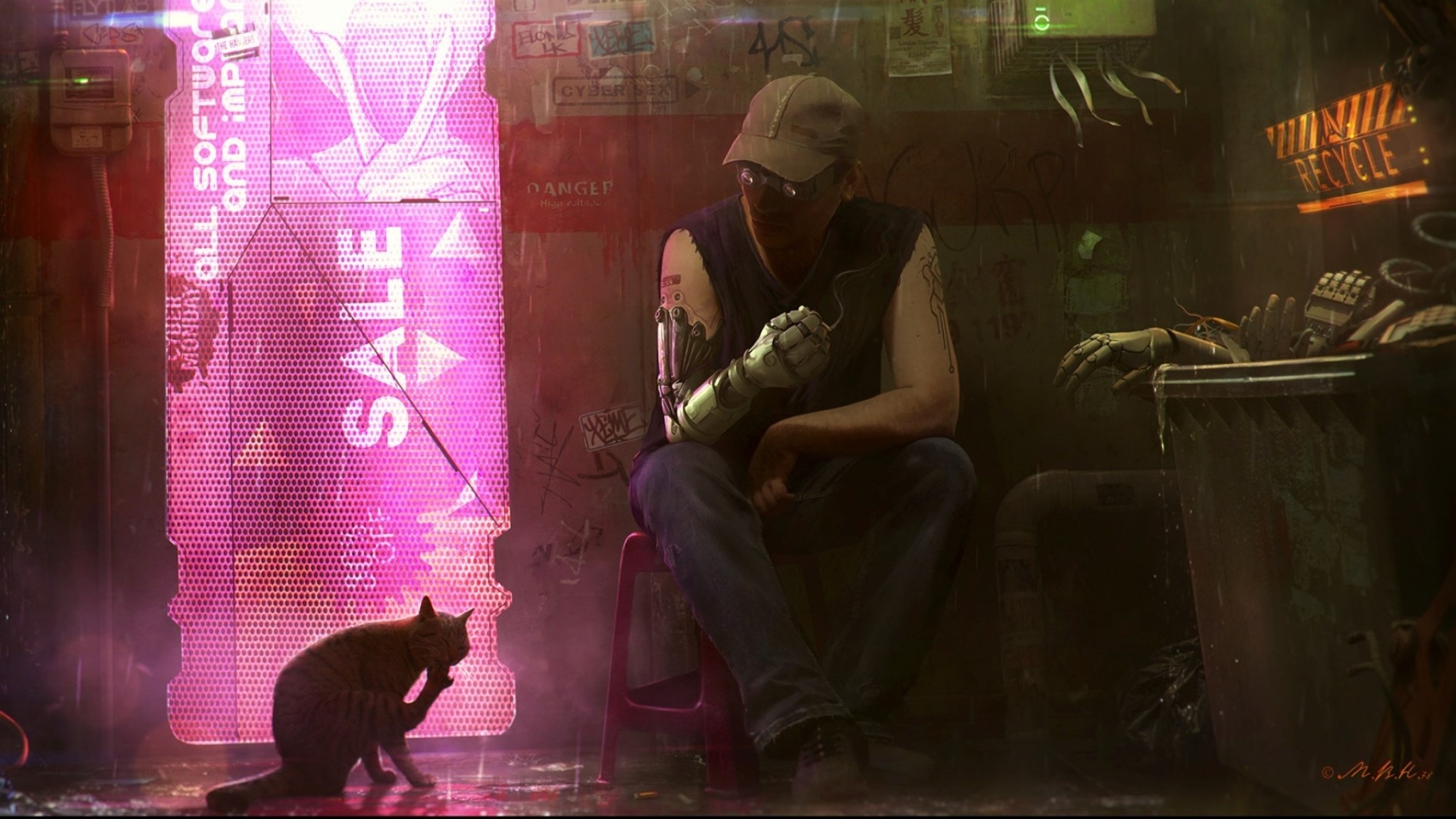 cyberpunk, science fiction, artwork, cats, fantasy art, HD Wallpaper ...