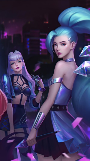 Kda All Out Seraphine Ahri Evelynn Akali Kaisa Lol Video Game