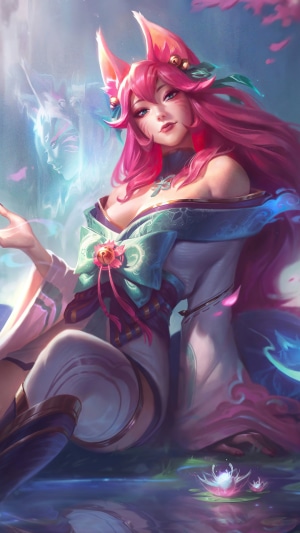 Spirit Blossom, Ahri, LoL, League of Legends, Video Game, Splash Art HD Phone Wallpaper | Rare ...