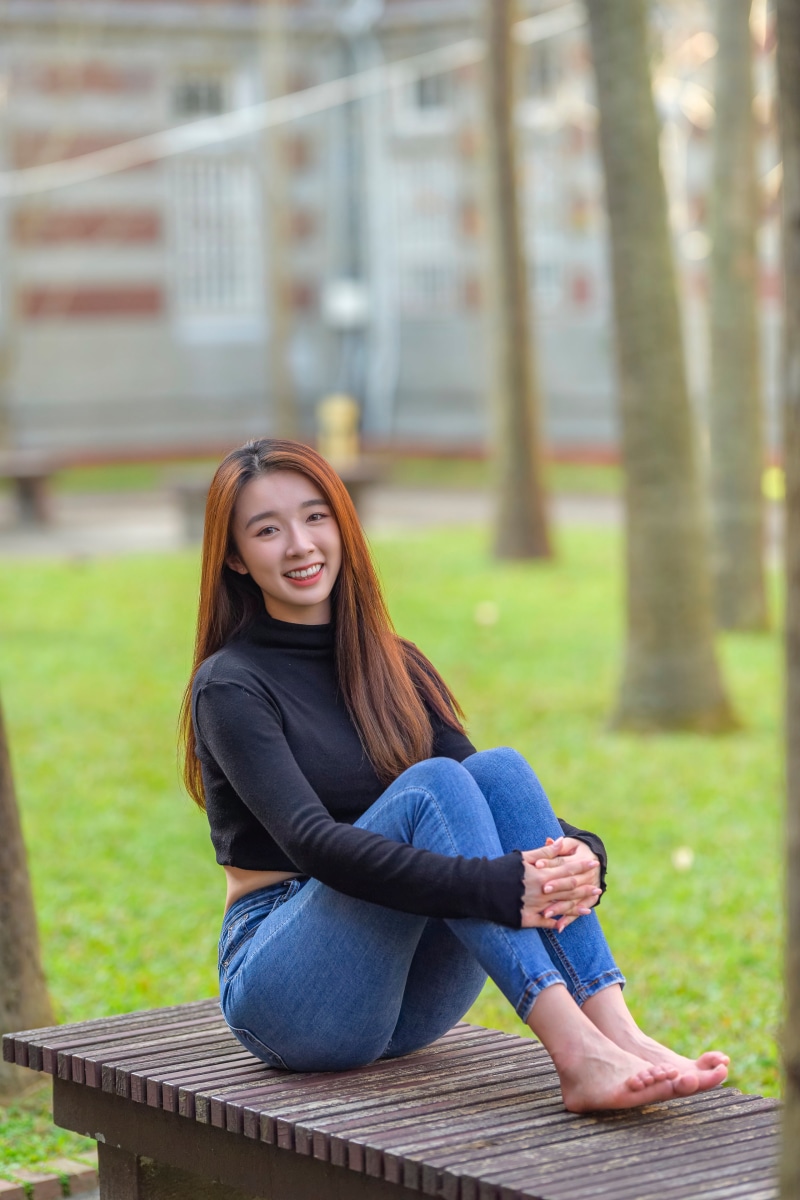 4K, Asian, Bench, Sitting, Pose, Legs, Dress, Smile, HD Wallpaper ...