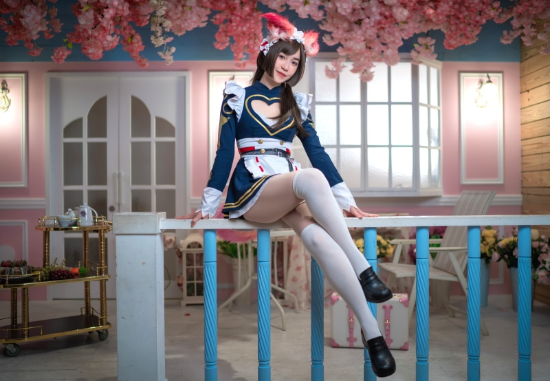 4k Asian Sitting Cosplay Legs Knee Highs Dress Hd Wallpaper