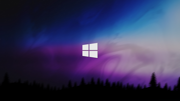 4K, gradient, blurred, pine trees, Microsoft Windows, abstract ...