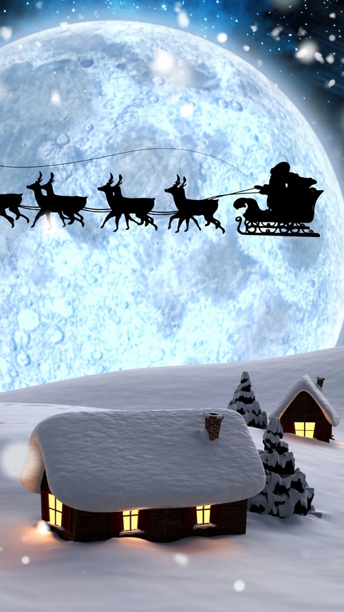 Santa Claus, Sleigh, Full Moon HD Phone Wallpaper | Rare Gallery