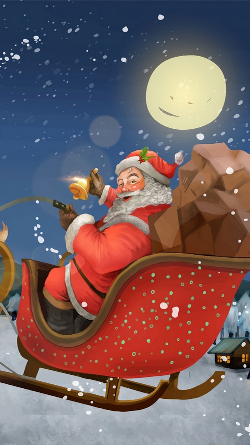 Santa Claus, Sleigh, Christmas, Holiday Phone HD Wallpaper