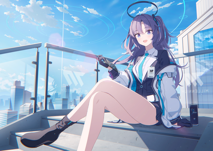 4K, purple hair, twintails, fan art, Blue Archive, solo, Hayase Yuuka ... 4K, purple hair, twintails, fan art, Blue Archive, solo, Hayase Yuuka ...