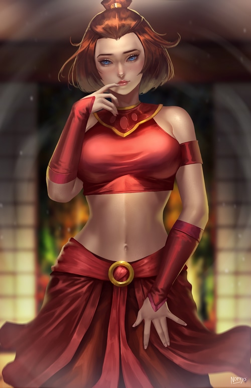 fan art, Nopeys, red tops, drawing, Suki, curvy, fictional character, animated series, red ...