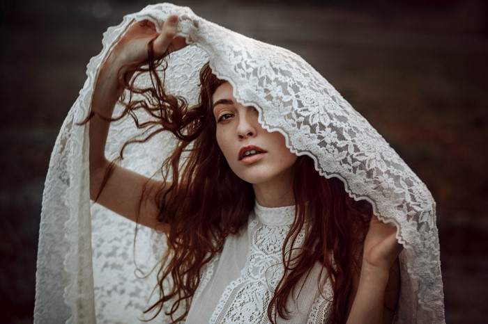 women, model, portrait, long hair, looking at viewer, dress, fashion, wedding dress, beauty ...