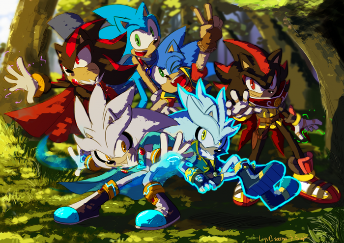 illustration, anime, Sonic the Hedgehog, mythology, Sonic, Shadow the ...