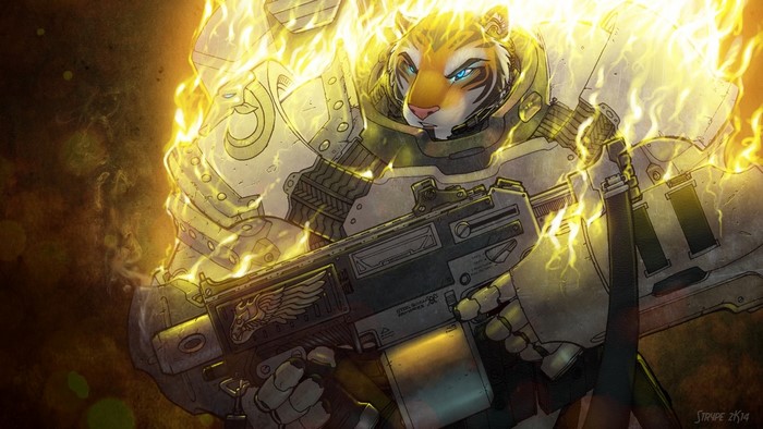 anime, tiger, furry, Anthro, fantasy weapon, screenshot, mecha, pc game ...