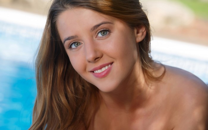 smiling, portrait, women, looking at viewer, model, blue eyes, Lussie Lynch, face, HD Wallpaper ...