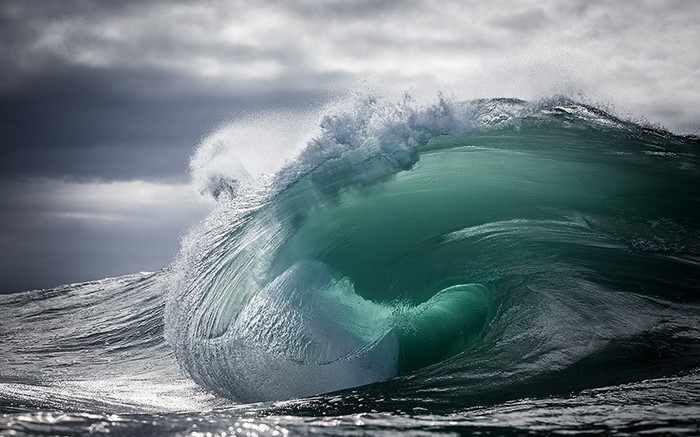 landscape, sea, water, nature, dancing, clouds, green, waves, coast ...