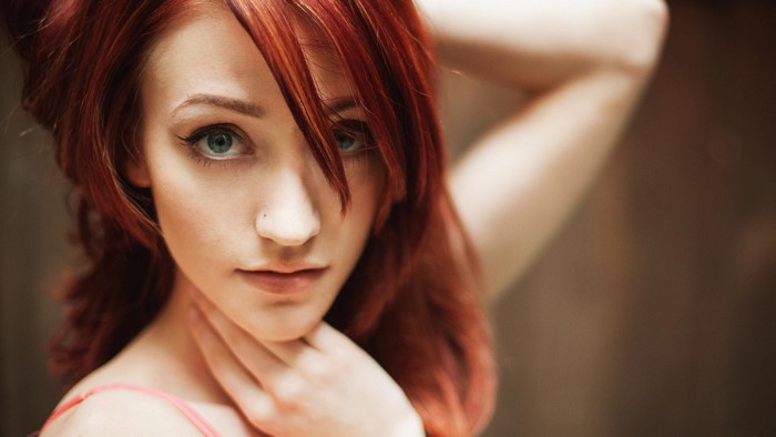 Face Women Redhead Model Portrait Black Background Long Hair Red