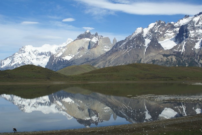 landscape, lake, reflection, fjord, mountain pass, wilderness, Chile ...