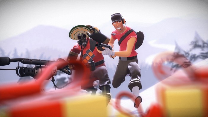 video games, Team Fortress 2, racing, Scout character, Pyro character ...