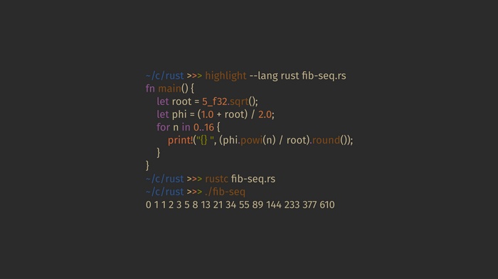 Programming Syntax Highlighting Fibonacci Sequence Code Rust Hd