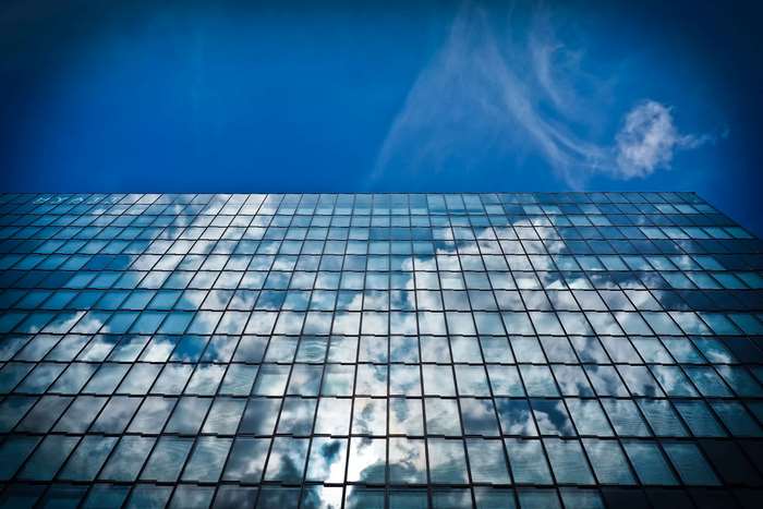 architecture, blue, building, city, clouds, dsseldorf, facade, glass ...