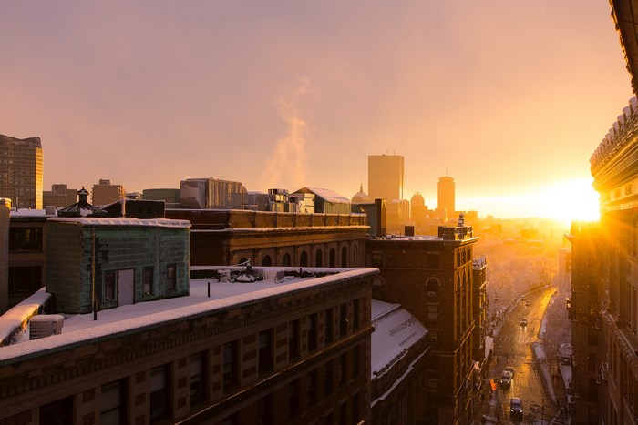 3936x2624 winter, architecture, skyline, sunrise, boston, cityscape ...