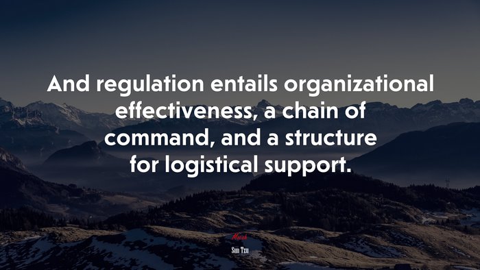 And regulation entails organizational effectiveness, a chain of command ...