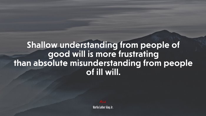Shallow understanding from people of good will is more frustrating than ...