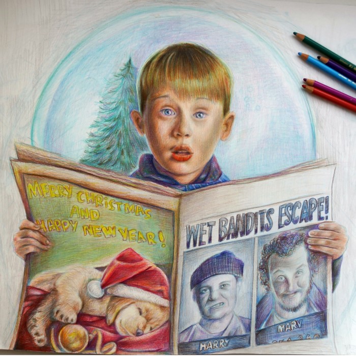 Home Alone, Macaulay Culkin, Painting Art, Newspaper, HD Wallpaper ...
