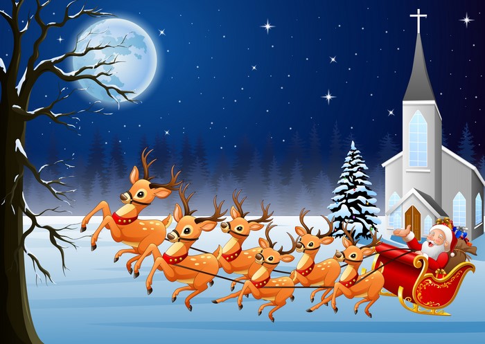 4K, 5K, 6K, Vector Graphics, Christmas, Deer, Moon, Santa Claus, Sled, Snow, HD Wallpaper | Rare ...