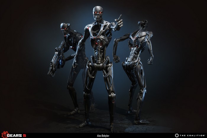 3D, futuristic, Alex Bobylev, endoskeleton, Terminator, render, machine ...