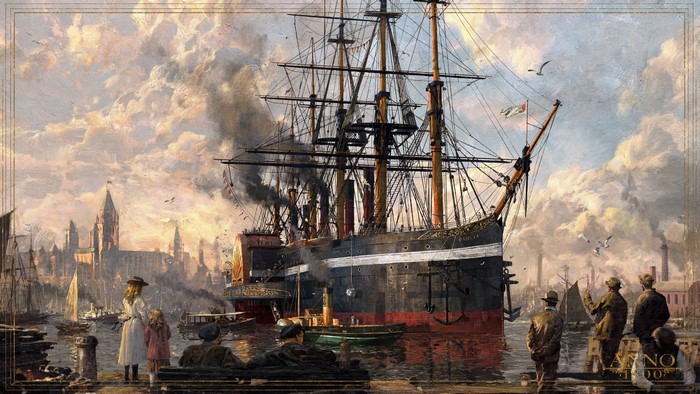 4K, harbor, London, Anno 1800, 1800s, Ubisoft, artwork, pier, ship ... 4K, harbor, London, Anno 1800, 1800s, Ubisoft, artwork, pier, ship ...